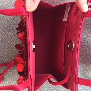 Bags | Red Satin Purse With Beads And Sequins | Poshmark